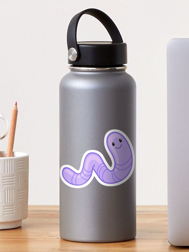 "Cute cartoon purple earthworm" Sticker for Sale by Sandytov | Redbubble