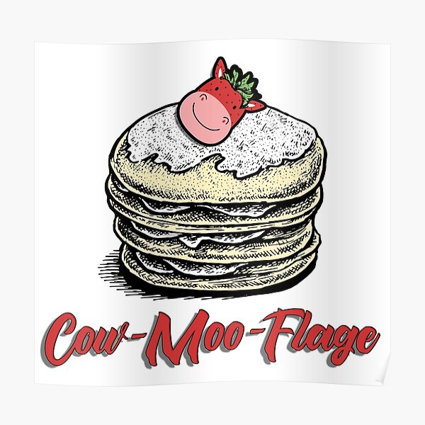 "Camouflage Cute Pink Strawberry Cow Pancake " Poster by karimrahim ...