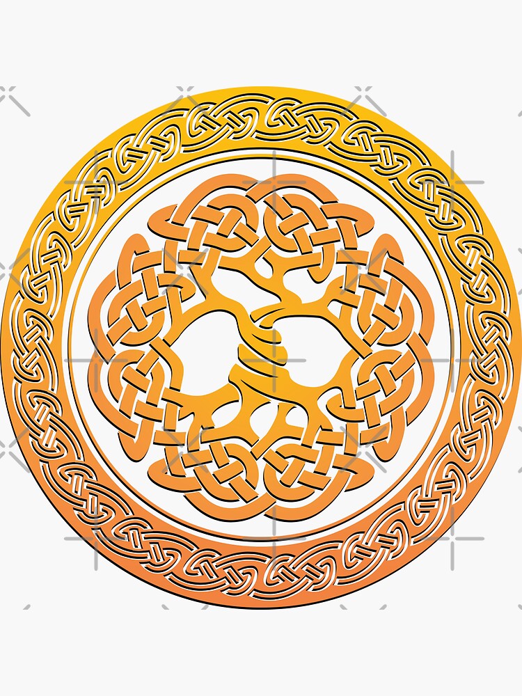 "Celtic Tree, gold" Sticker by yulia-rb | Redbubble