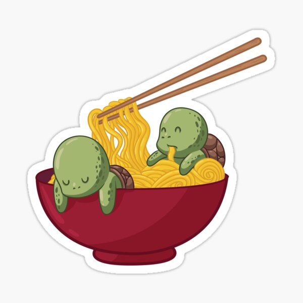 "Sea Turtle Chibi Ramen Pho Noodle Bowl" Sticker for Sale by crushretro ...
