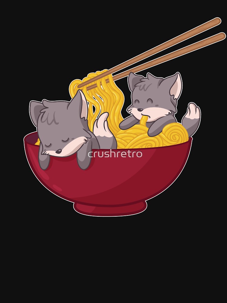 "Grey Wolf Wolves Chibi Ramen Pho Noodle Bowl" T-shirt for Sale by ...