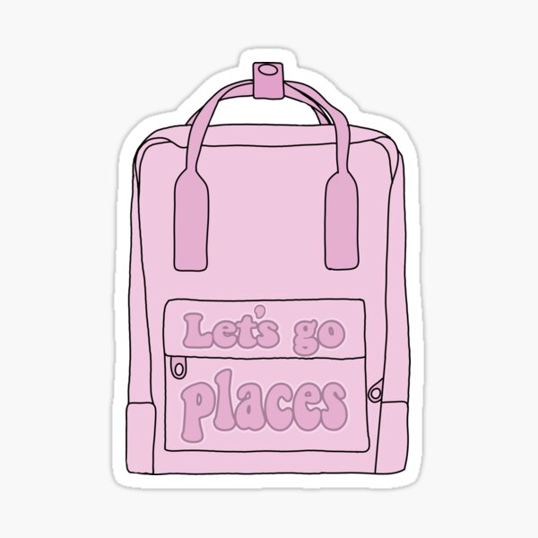 "lets go places pink backpack" Sticker for Sale by tehecaity | Redbubble