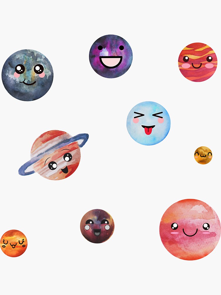 "Cute Smiling Planet Sticker Pack" Sticker for Sale by Coolscifishirts ...