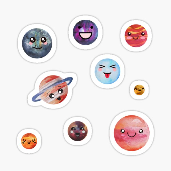 "Cute Smiling Planet Sticker Pack" Sticker for Sale by Coolscifishirts ...