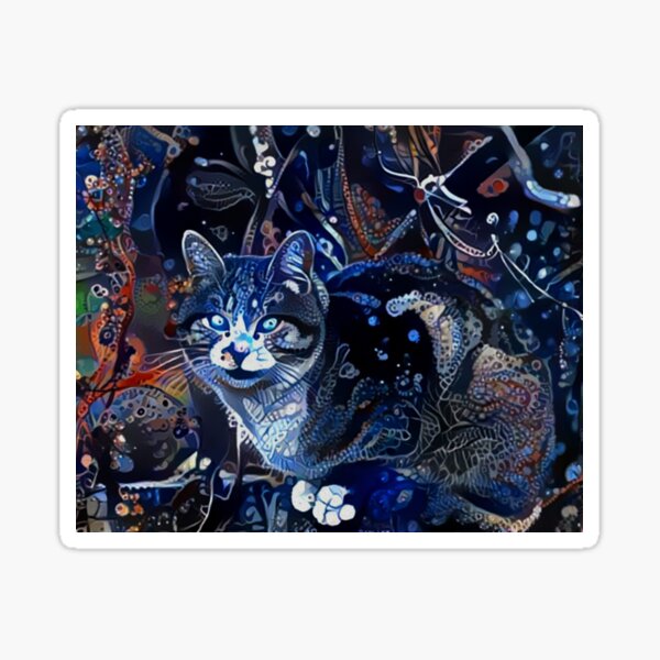 "A futuristic cat. Bright abstract stylized illustration." Sticker by ...