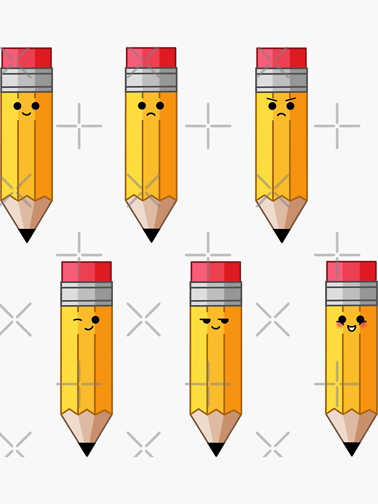 "Cute Pencils Sticker Set 1" Sticker for Sale by JustImagined | Redbubble