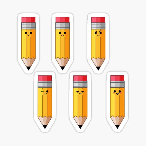"Cute Pencils Sticker Set 1" Sticker for Sale by JustImagined | Redbubble