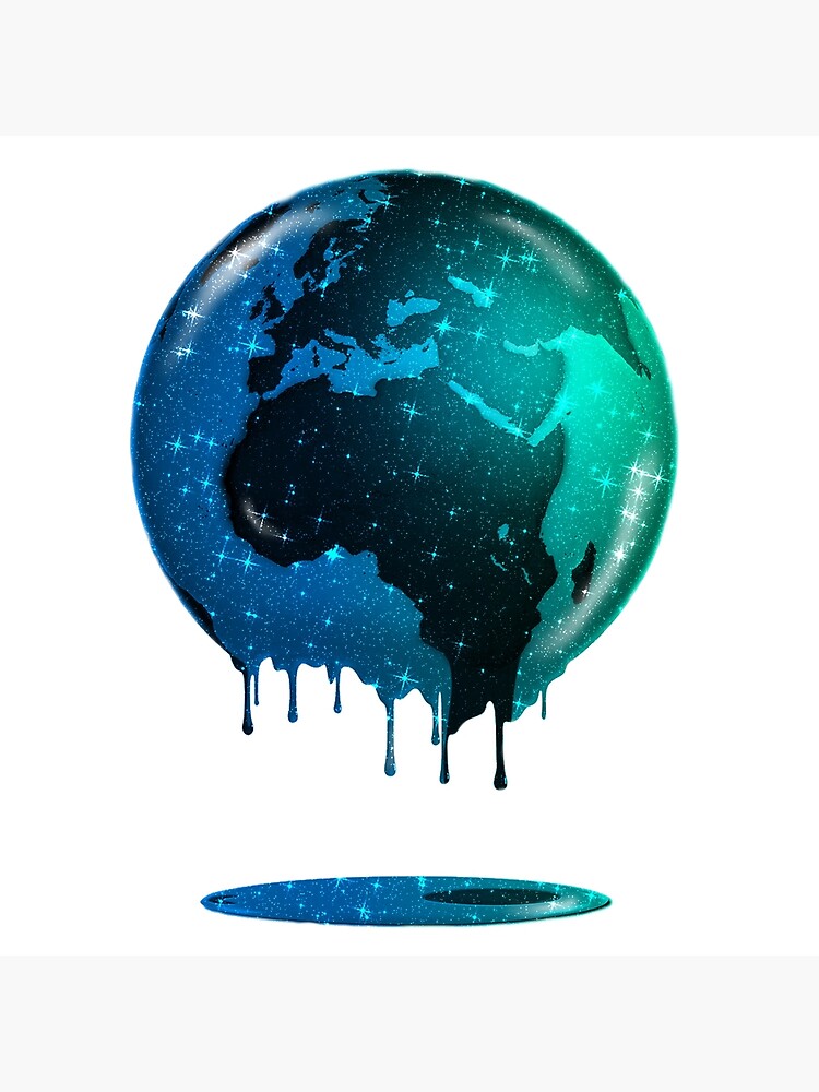 "Blue Earth Planet Dripping Chocolate Summer" Art Print by Jolly-Yosei ...