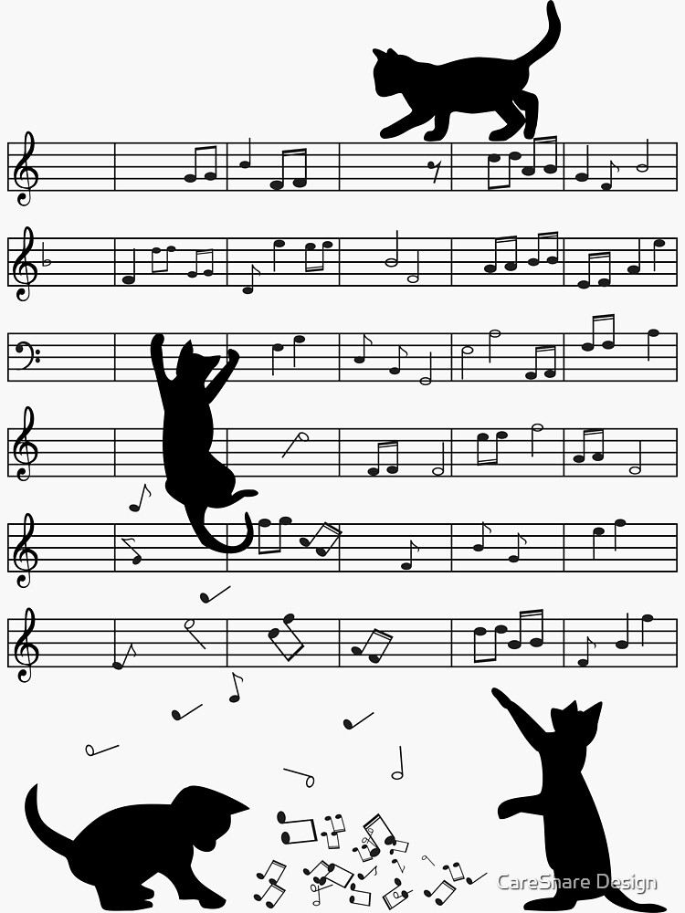 "Cats Music notes" Sticker for Sale by CareShare Design | Redbubble