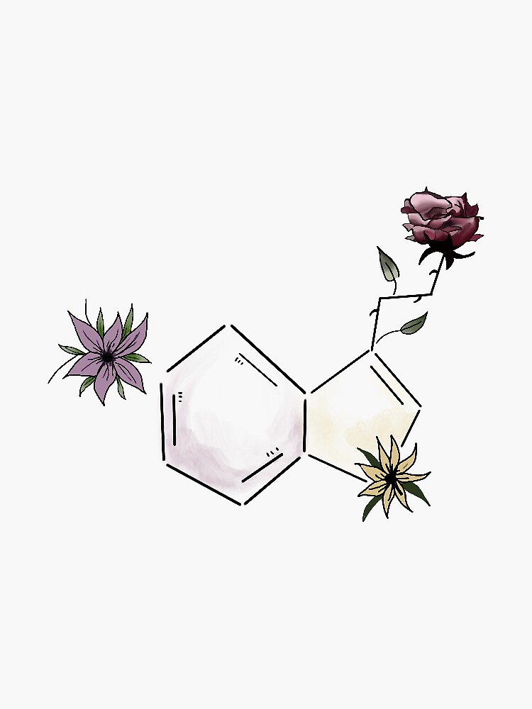 "Watercolor Serotonin symbol with flowers" Sticker for Sale by margaret ...