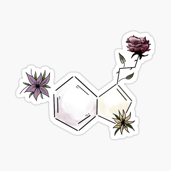 "Watercolor Serotonin symbol with flowers" Sticker for Sale by margaret ...