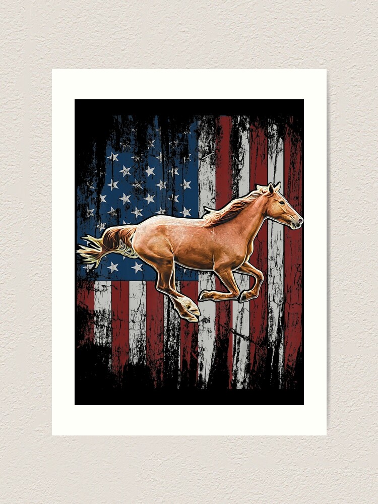 "Patriotic Horse American Flag Horseback Riding Farm Pet Animal Lover ...