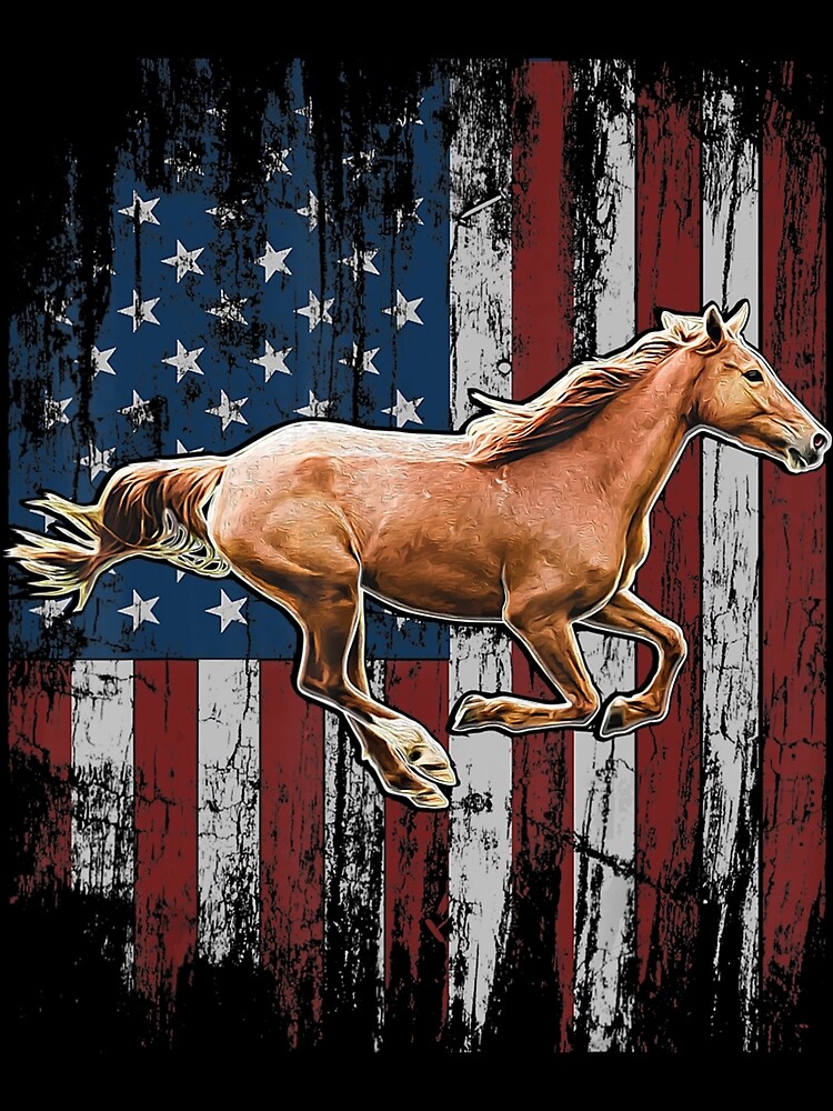 "Patriotic Horse American Flag Horseback Riding Farm Pet Animal Lover ...
