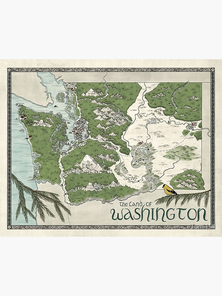 "Washington State Fantasy Map" Poster for Sale by tomiannie | Redbubble