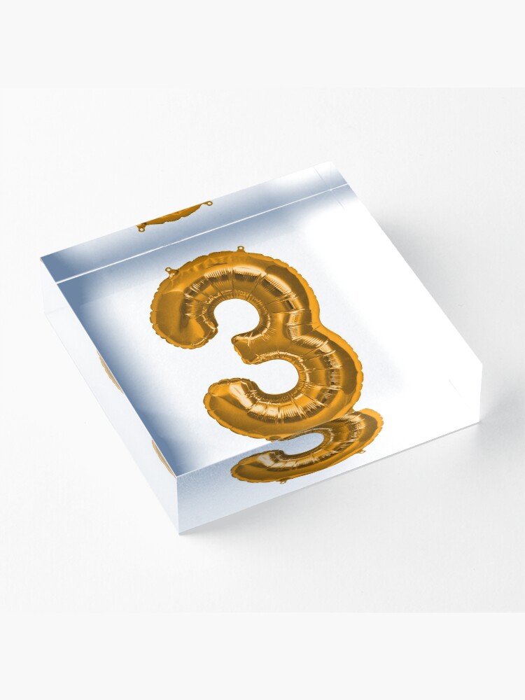 "Three Number 3 Metallic Orange Mylar Foil Helium Balloon for Three ...