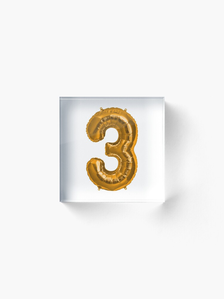 "Three Number 3 Metallic Orange Mylar Foil Helium Balloon for Three ...