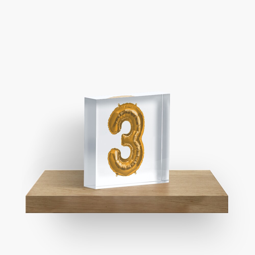 "Three Number 3 Metallic Orange Mylar Foil Helium Balloon for Three ...