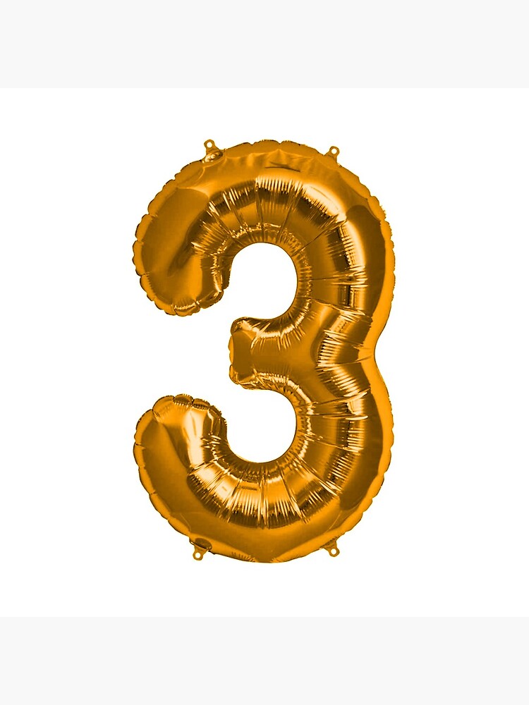 "Three Number 3 Metallic Orange Mylar Foil Helium Balloon for Three ...