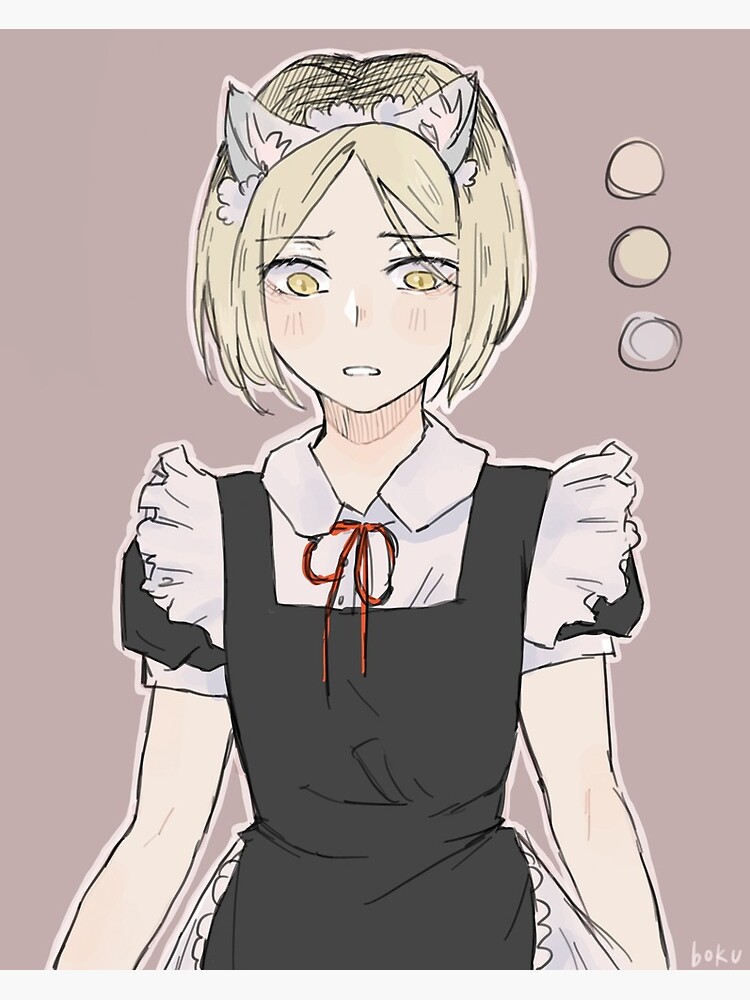 "haikyuu!! kenma maid outfit print/sticker" Art Print by kurinboke ...
