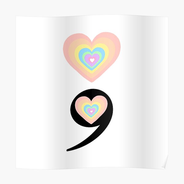 "Heart Semi Colon" Poster by ArtyAlly | Redbubble