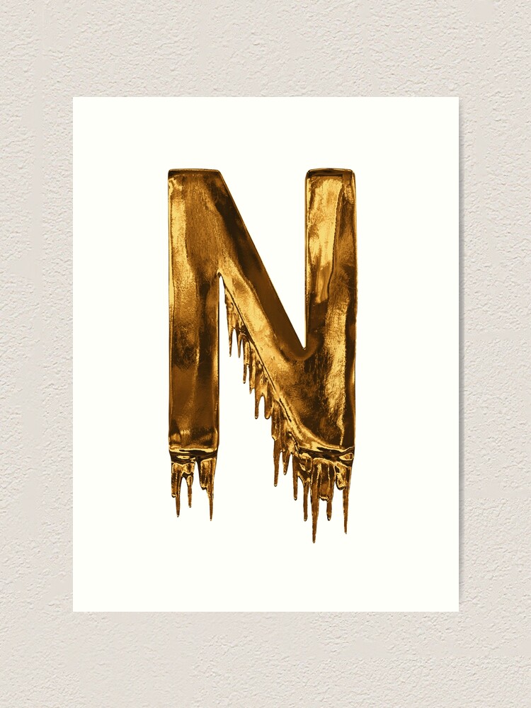 "Gold Drip Alphabet Letter N" Art Print by MPowerTeez | Redbubble