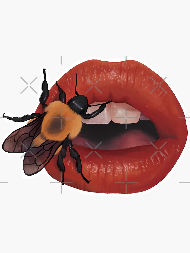 "Bee On Lips" Sticker for Sale by gatestucker | Redbubble