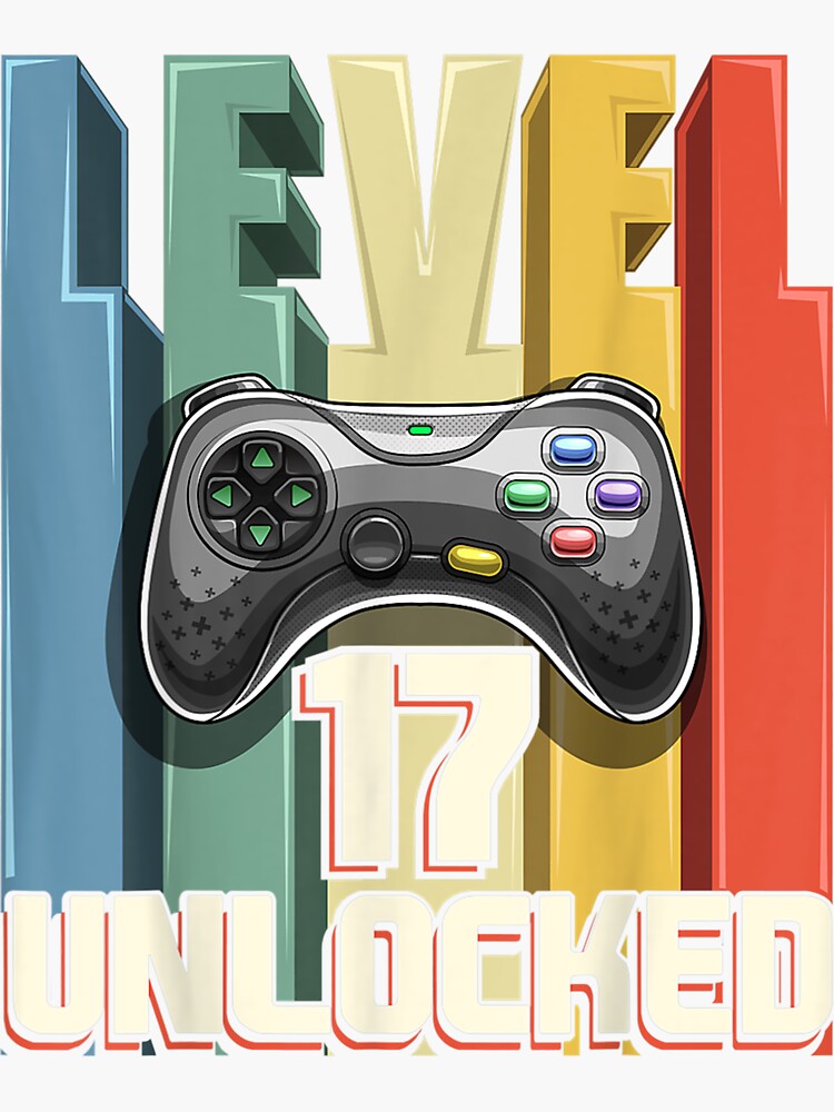 "Level 17 Unlocked Retro Video Game" Sticker for Sale by ElmiraKorgay ...