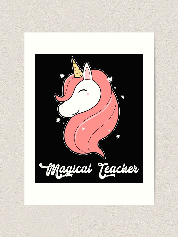 "Pink glitter unicorn cute teacher" Art Print by Imutobi | Redbubble