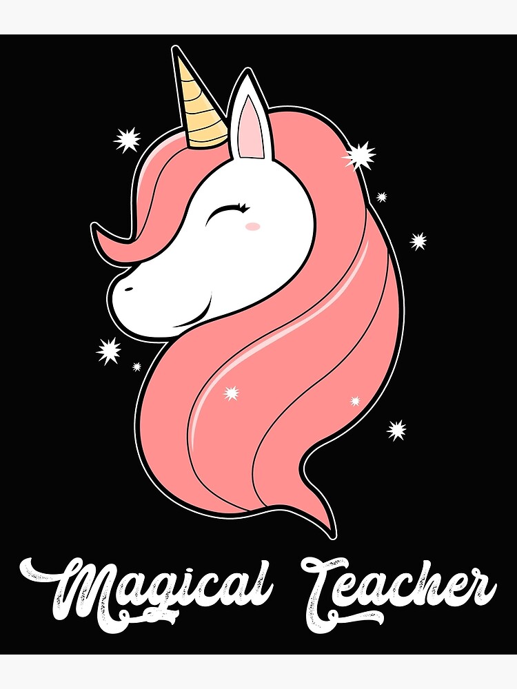 "Pink glitter unicorn cute teacher" Art Print by Imutobi | Redbubble