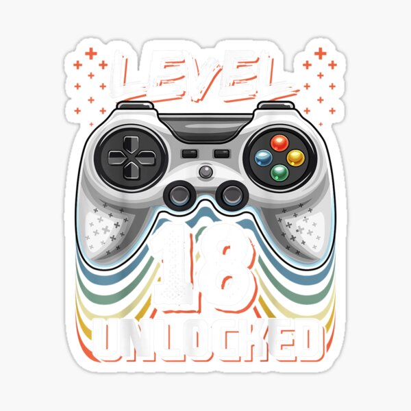"Level 18 Unlocked Retro Video Game" Sticker by ElmiraKorgay | Redbubble