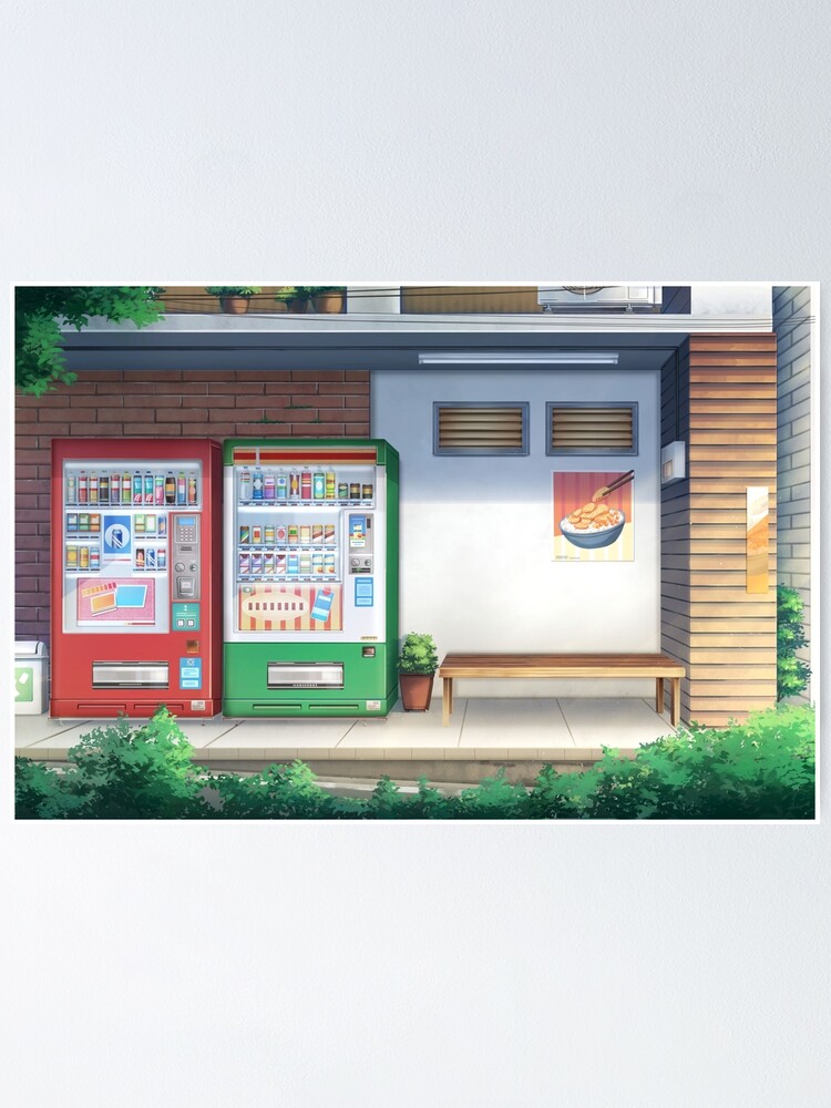 "Japanese Town Alley And Vending Machine Day" Poster for Sale by ...