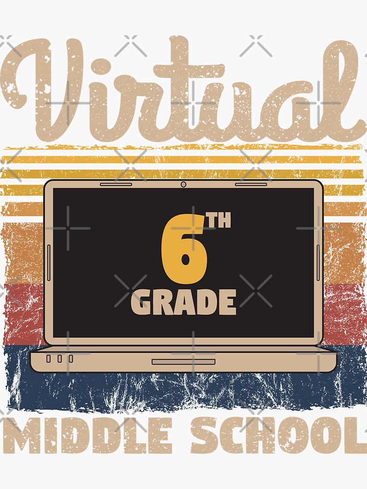 "Virtual Learning Sixth 6th Grade Middle School Retro Distressed ...