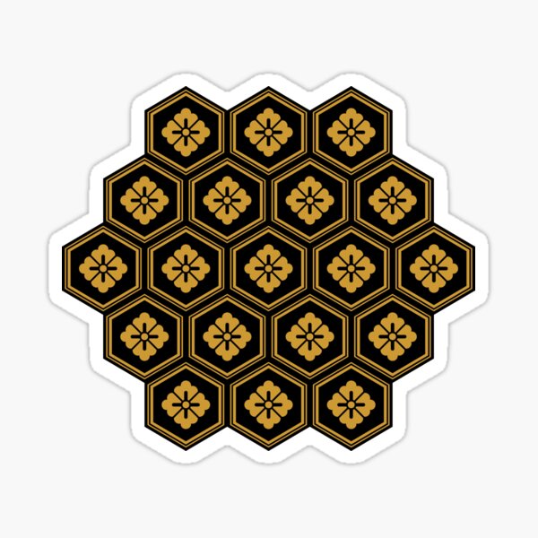 "Traditional Japanese Kikko Pattern Black on Gold" Sticker for Sale by ...