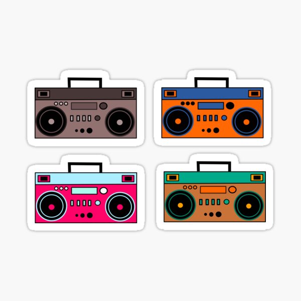 "70s boombox packs. retro vintage radios" Sticker by DiscoDaisyy ...