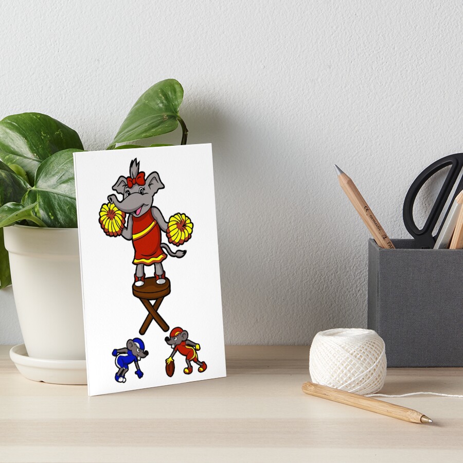 " CHEERLEADER ELEPHANT GIRL AND FOOTBALL MICE" Art Board Print for Sale ...