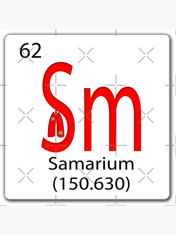 Póster «Azulejo de elemento químico Sm Samario con pulmones con yeso ...