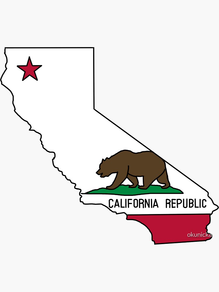 "California state outline with flag" Sticker for Sale by okunicka ...