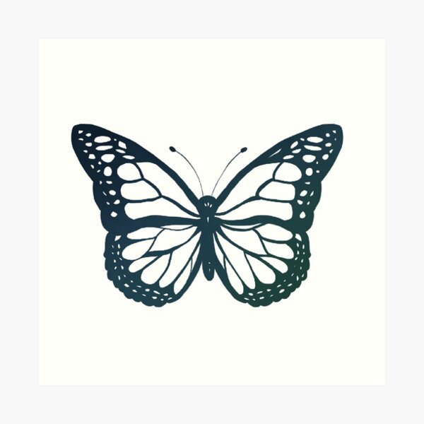 "Blue butterfly outline" Art Print by kjrock | Redbubble