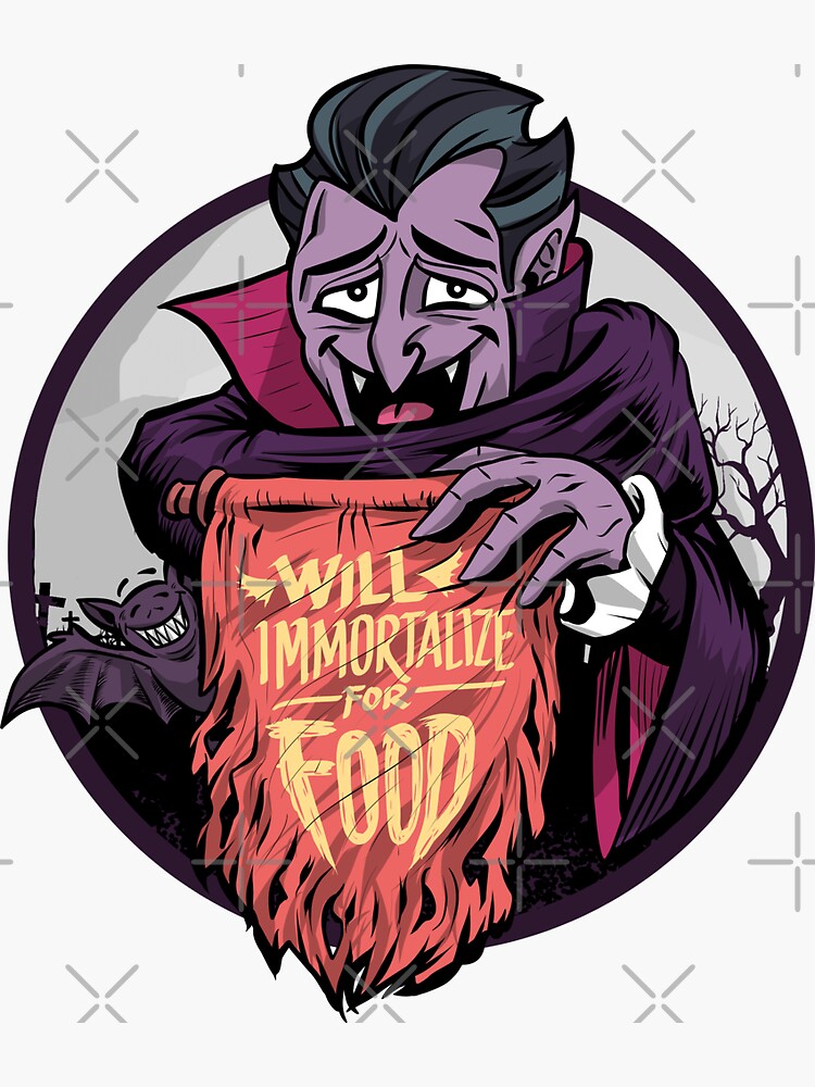 "Vampire Immortalize for Food" Sticker for Sale by amalonzoart | Redbubble
