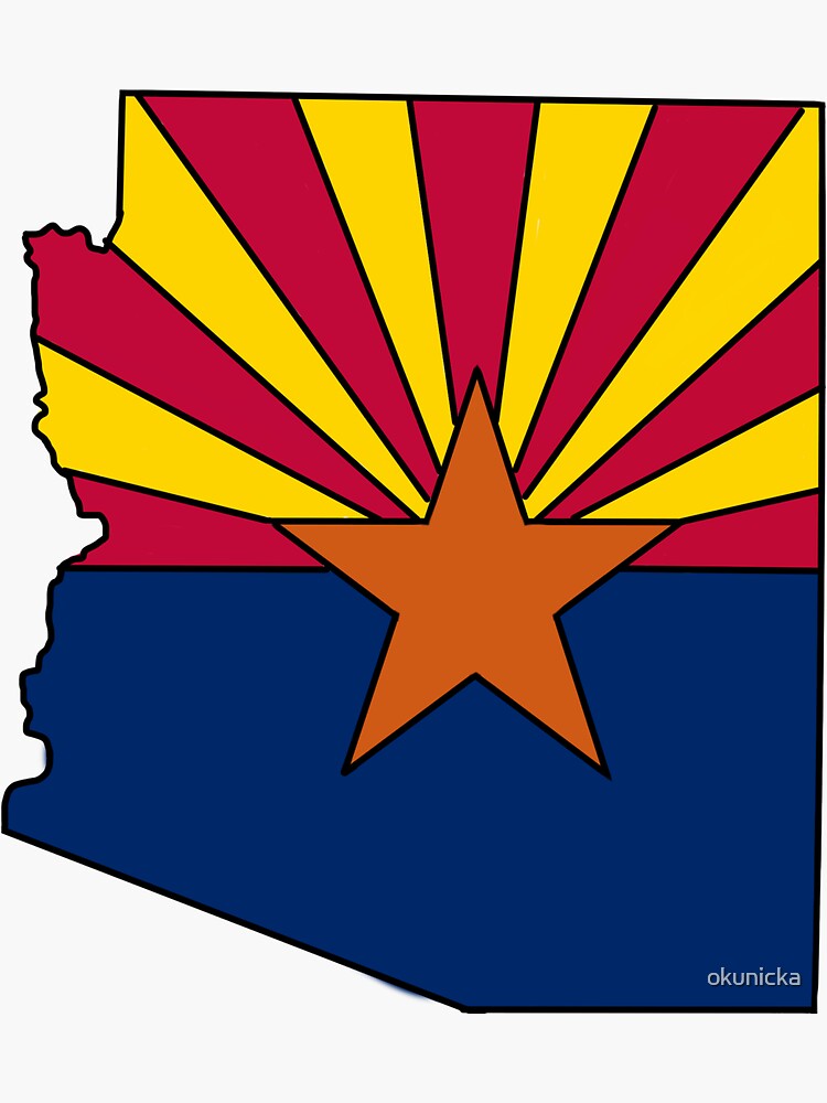 "Arizona state outline with flag" Sticker for Sale by okunicka | Redbubble