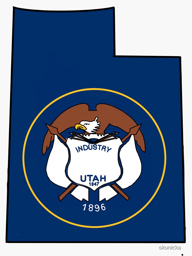 "Utah state outline with flag" Sticker for Sale by okunicka | Redbubble