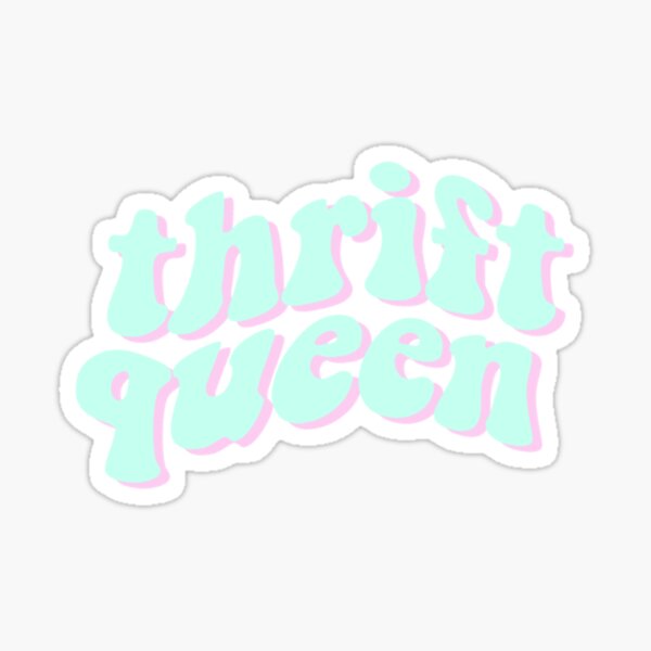 "Thrift Queen Aesthetic Pastel Blue and PInk Wavy" Sticker for Sale by ...