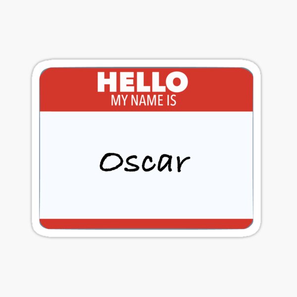 "Hello My Name Is Oscar the Office Tag" Sticker for Sale by ...