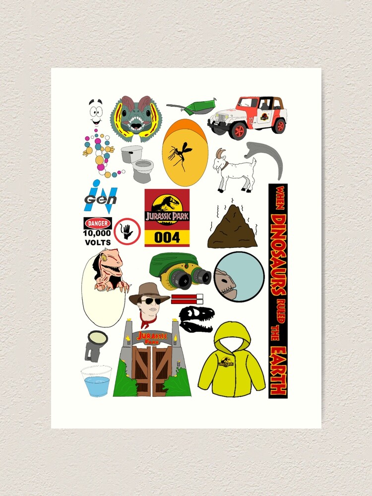 "Jurassic Park - Iconic Items" Art Print for Sale by sketchdrawings0 ...