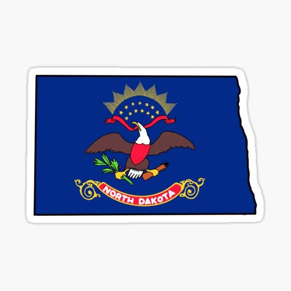 "North Dakota state outline with flag" Sticker by okunicka | Redbubble