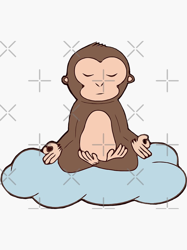 "Meditating Monkey" Sticker for Sale by Pickle-Lily | Redbubble