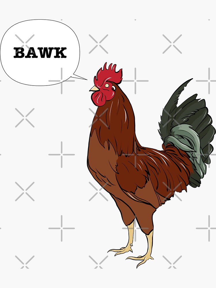 "Rhode Island Red Rooster - BAWK" Sticker for Sale by uzisuzuki | Redbubble
