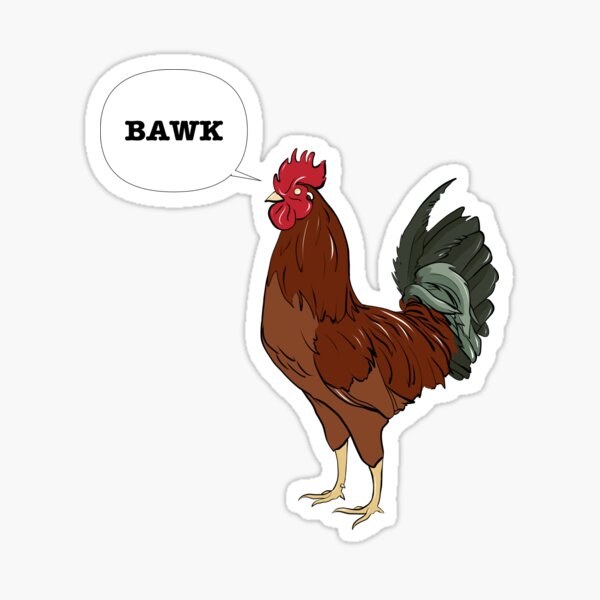 "Rhode Island Red Rooster - BAWK" Sticker for Sale by uzisuzuki | Redbubble
