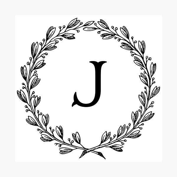 Lámina fotográfica «Corona negra del monograma inicial del alfabeto de ...