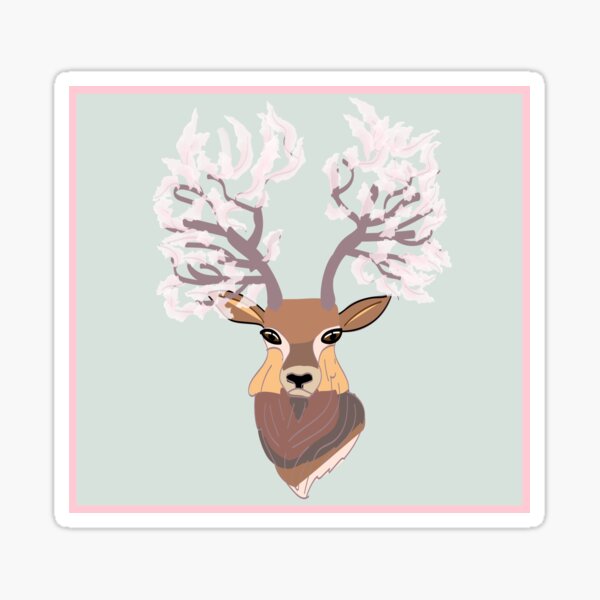 "Original aesthetic artwork (oh deer)" Sticker for Sale by H4M1 | Redbubble